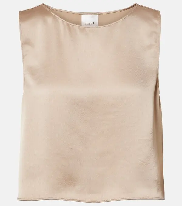 LESET Barb Satin Top - Beige