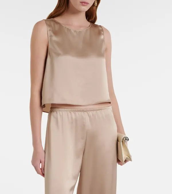 LESET Barb Satin Top - Beige
