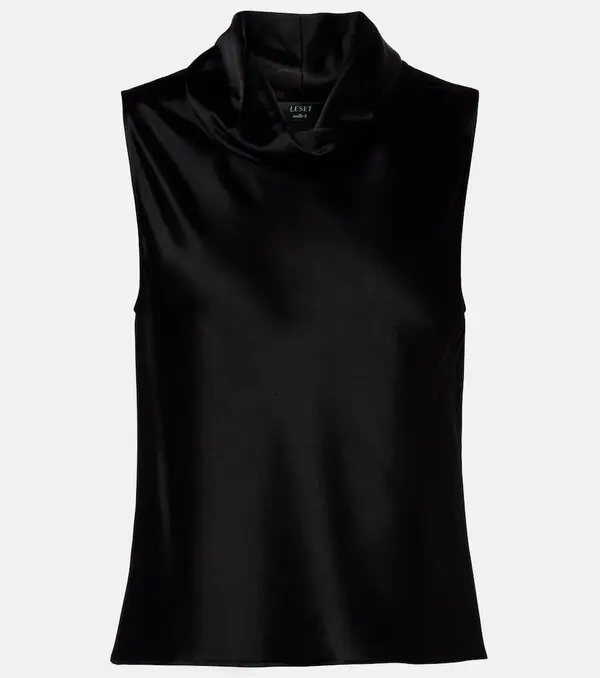 LESET Barb Satin Top - Black