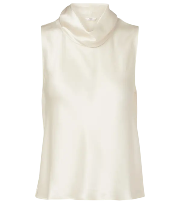 LESET Barb Satin Top - White