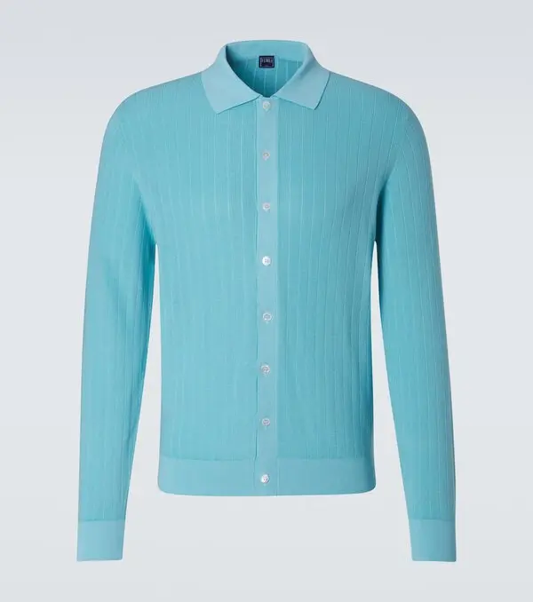 Fedeli Matheus Ribbed-knit Cotton Cardigan - Blue