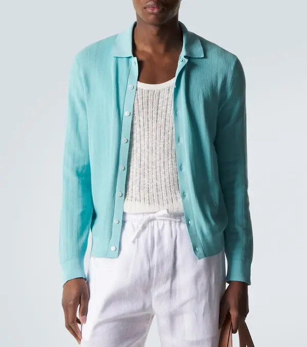 Fedeli Ribbed-knit Cotton Cardigan With Polo Collar