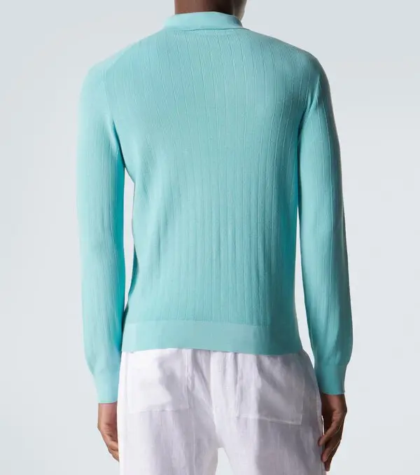 Fedeli Ribbed-knit Cotton Cardigan With Polo Collar