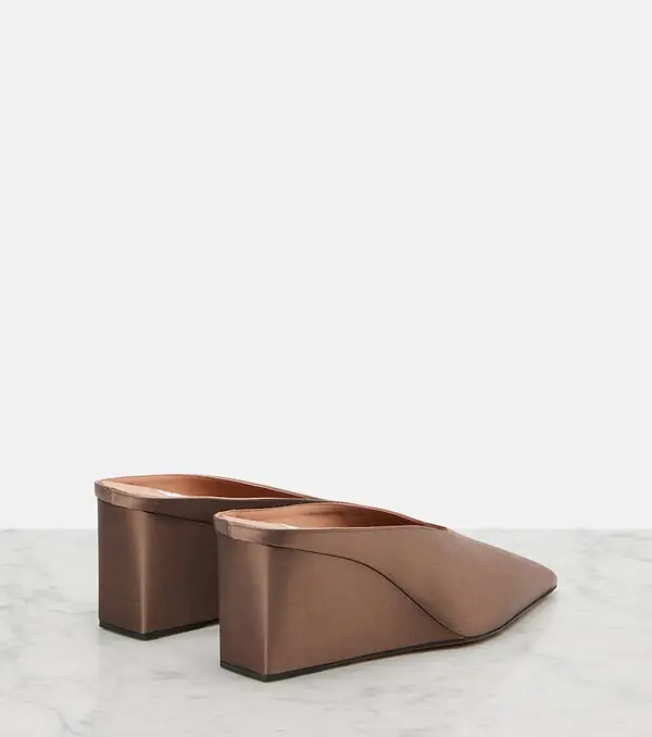 Alaïa Satin Wedge Mules - Brown