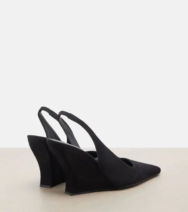 Alaïa Suede Wedge Slingback Pumps - Black