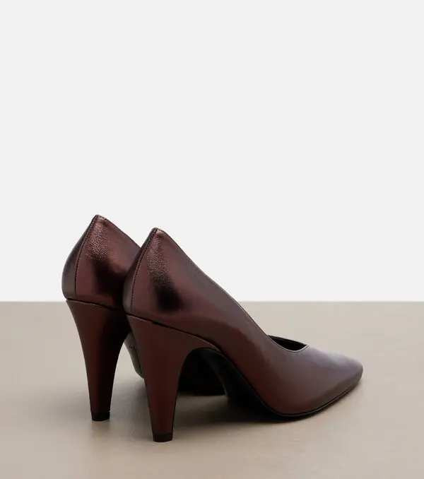 Alaïa Metallic Leather Pointed Toe Pumps - Brown