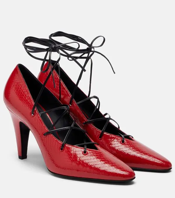 Alaïa Snake-effect Leather Pumps - Red