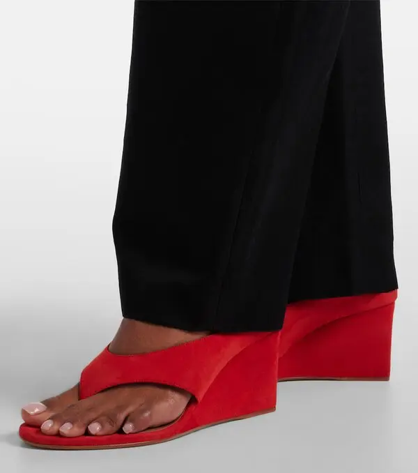Alaïa Cube Suede Wedge Thong Sandals - Orange