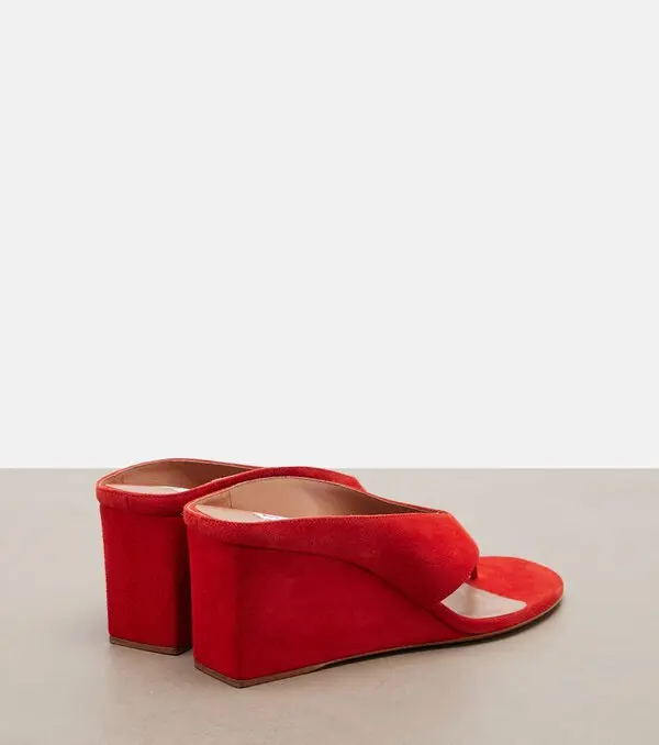 Alaïa Cube Suede Wedge Thong Sandals - Orange