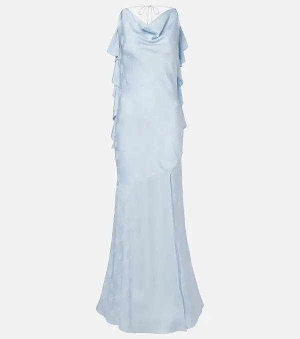 ROTATE BY BIRGER CHRISTENSEN Darlya Floral Jacquard Gown - Blue