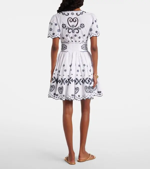 Camilla Embroidered Cotton Minidress - White