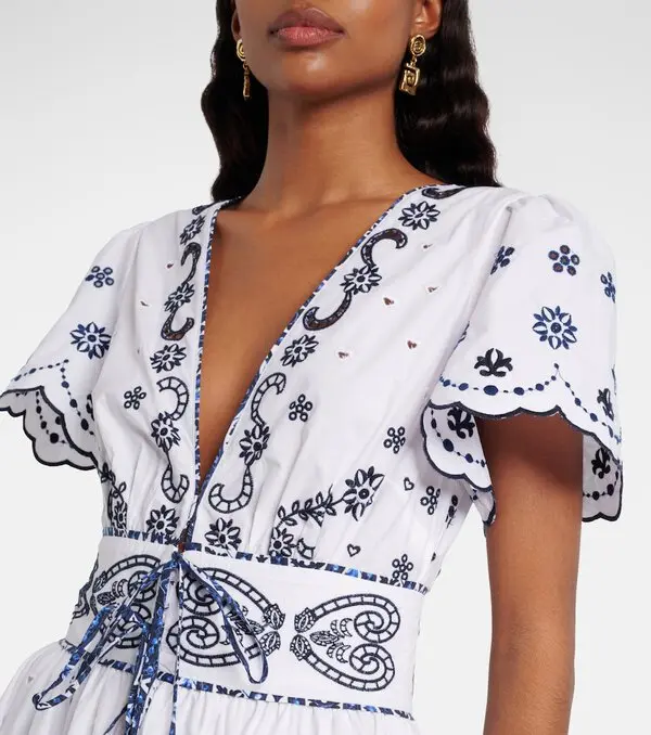Camilla Embroidered Cotton Minidress - White