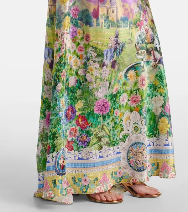 Camilla Printed Silk Slip Dress