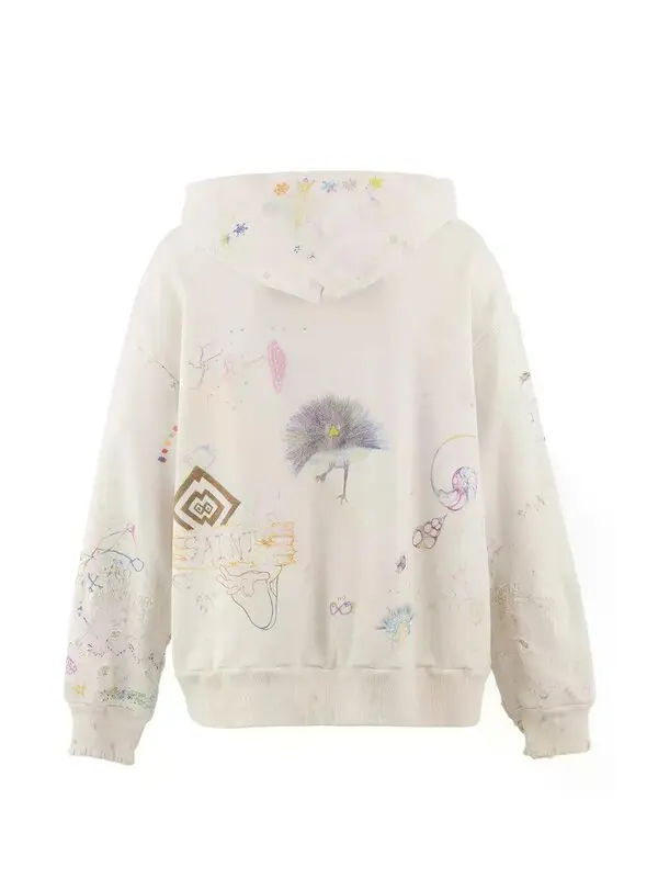 SAINT MXXXXXX Graphic-print Hoodie - Neutrals