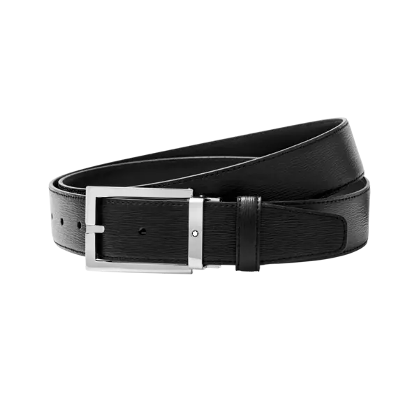 Montblanc Leather Belt With Stainless Steel Buckle - Black