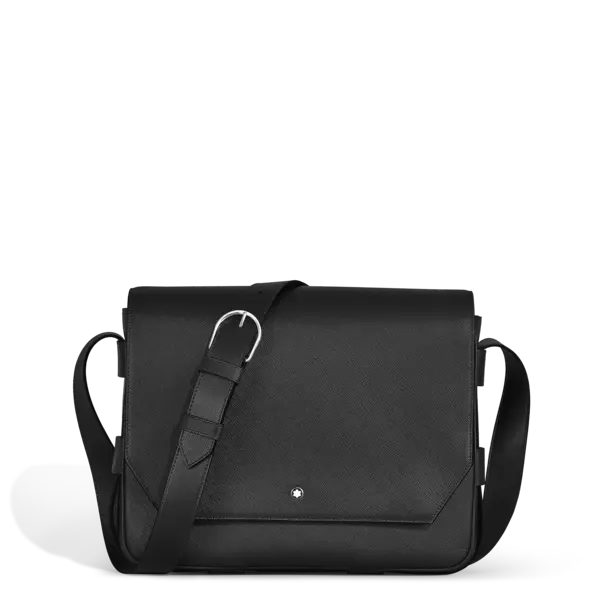 Montblanc Sartorial Leather Messenger Bag With Horseshoe Buckle - Black