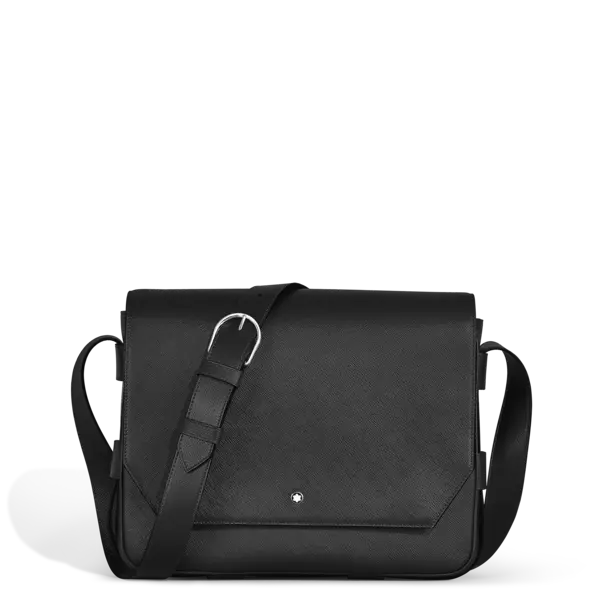 Montblanc Sartorial Leather Messenger Bag With Horseshoe Buckle - Black
