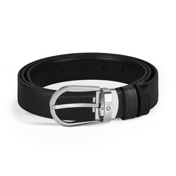Montblanc Horseshoe Mm Reversible Leather Belt - Black