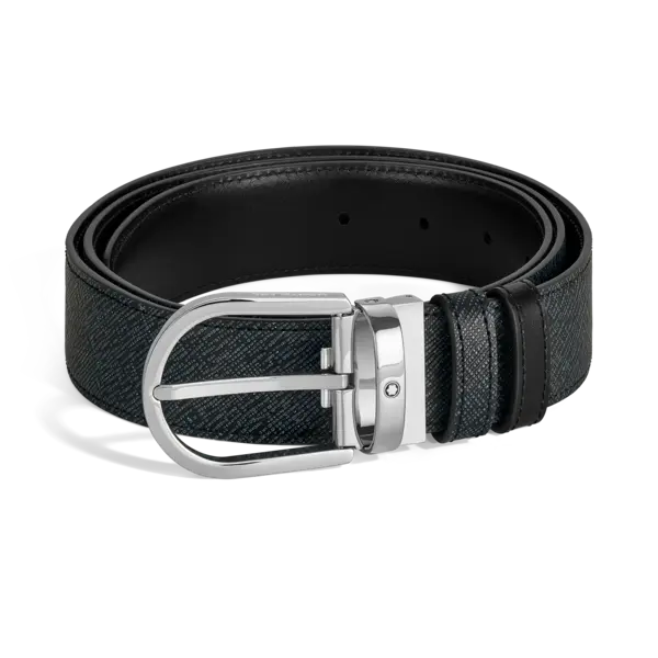 Montblanc Horseshoe Mm Reversible Leather Belt - Black