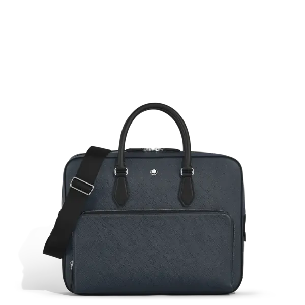 Montblanc Medium Briefcase With Pocket - Tweed Blue