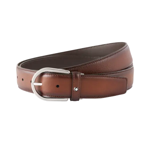 Montblanc Horseshoe Buckle 35 Mm Leather Belt - Brown