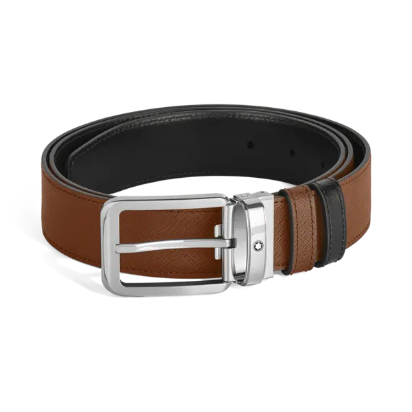 Montblanc Rectangular Buckle Reversible Leather Belt - One-color