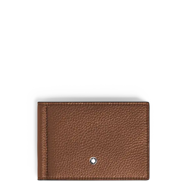 Montblanc Wallet 6cc With Money Clip In Grain - Fauve