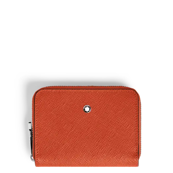 Montblanc Mini Wallet 2cc With Zip In Sartorial - Tangerine