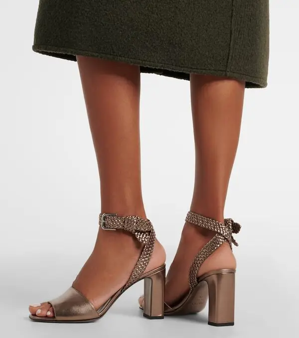 JIMMY CHOO Rori Metallic Leather Sandals - Silver