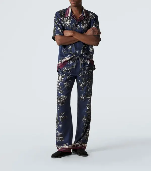 Dolce & Gabbana Printed Silk Bowling Shirt - Blue