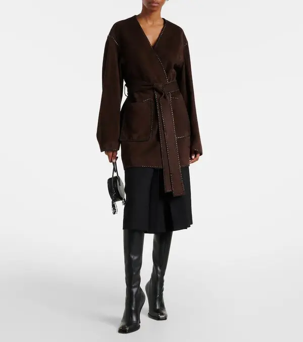 Nour Hammour Anika Suede Wrap Coat
