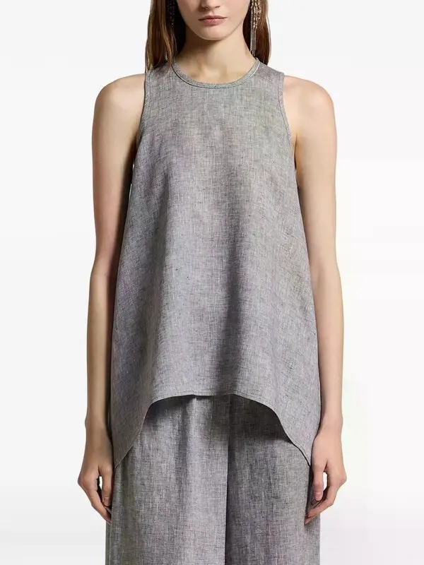 Peserico Asymmetric Sleeveless Top - Grey