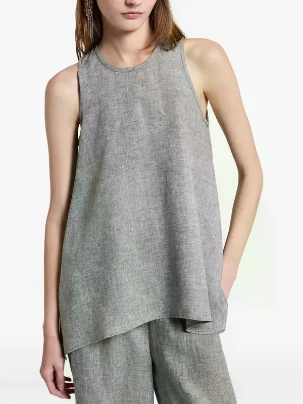 Peserico Asymmetric Sleeveless Top - Grey