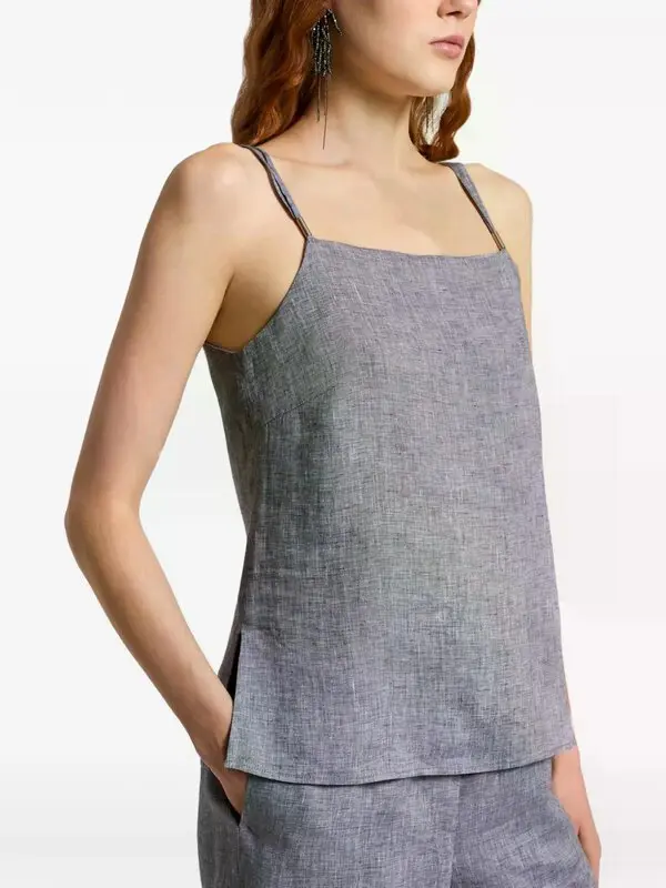 Peserico Square Neck Linen Top - Blue