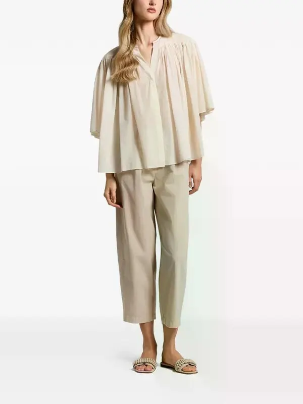 Peserico Gathered V-neck Blouse