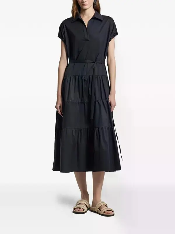 Peserico Tiered Belted Midi Dress - Blue