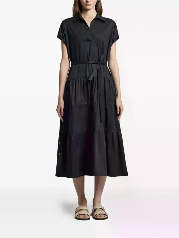 Peserico Tiered Belted Midi Dress - Blue