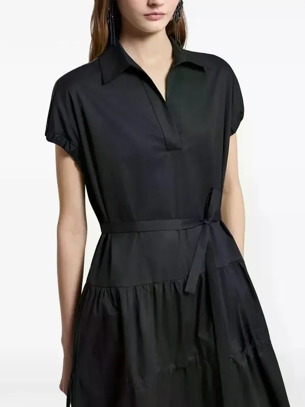 Peserico Tiered Belted Midi Dress - Blue