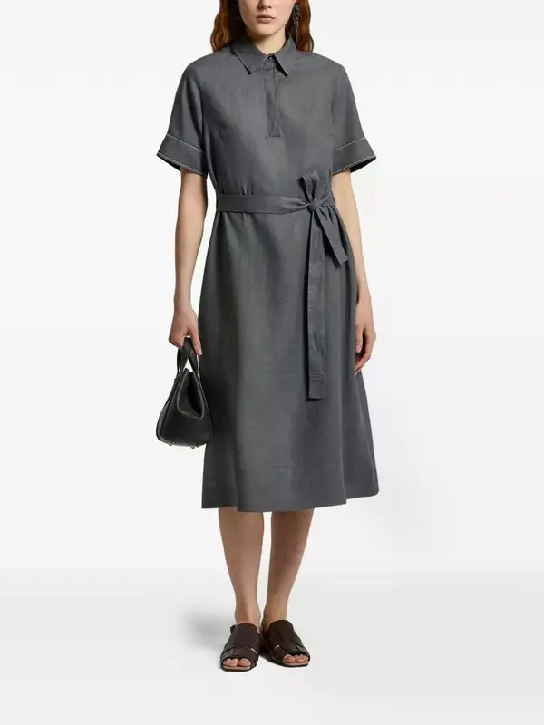 Peserico Polo-collar Belted Midi Dress