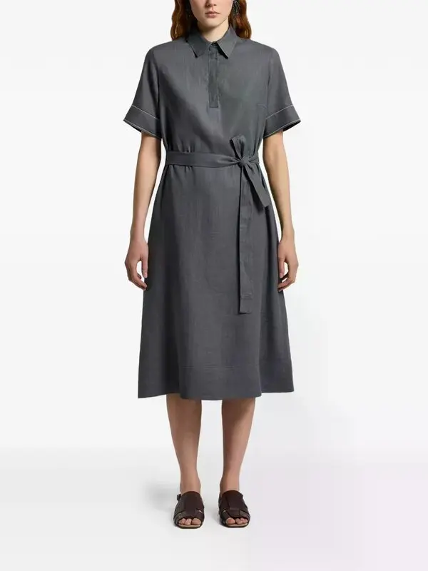 Peserico Polo-collar Belted Midi Dress