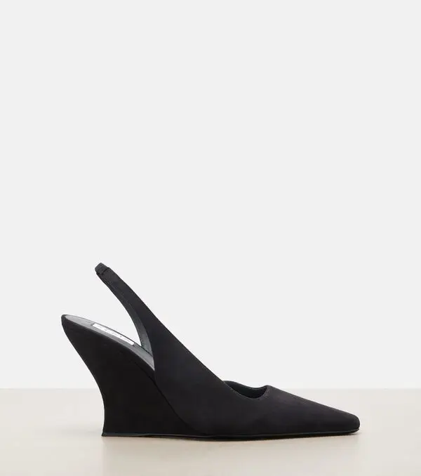 Alaïa Suede Wedge Slingback Pumps - Black