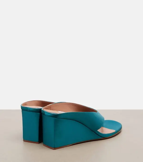 Alaïa Cube Satin Wedge Thong Sandals