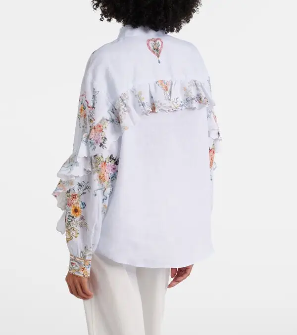Camilla Floral Ruffled Linen Shirt