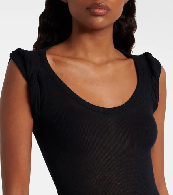Alaïa Ribbed-knit Bodysuit With Snap-button Closure - Black