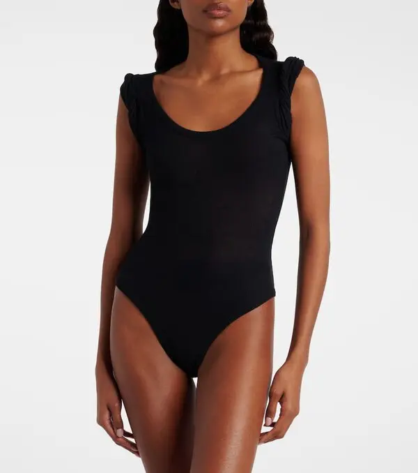 Alaïa Ribbed-knit Bodysuit With Snap-button Closure - Black