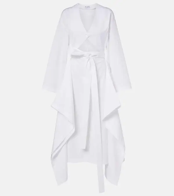 Alaïa Cutout Cotton Poplin Midi Dress