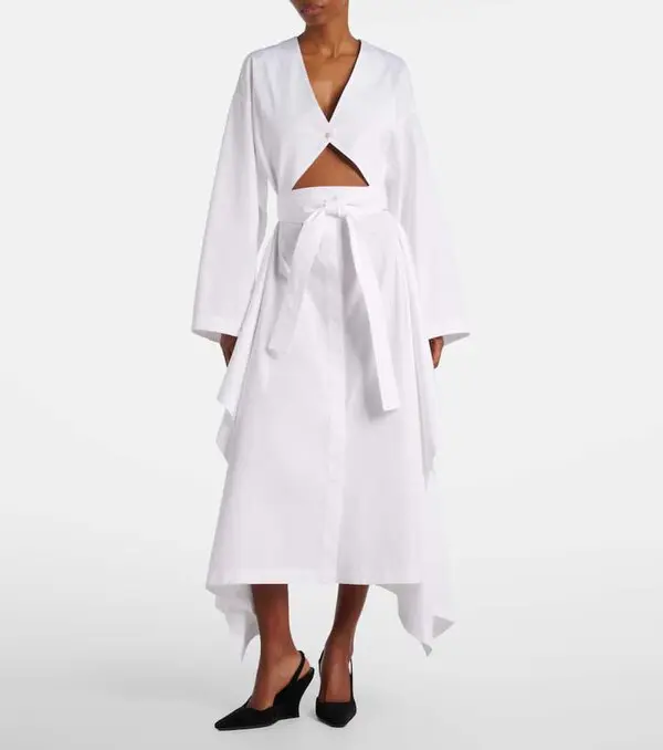 Alaïa Cutout Cotton Poplin Midi Dress