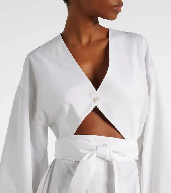 Alaïa Cutout Cotton Poplin Midi Dress