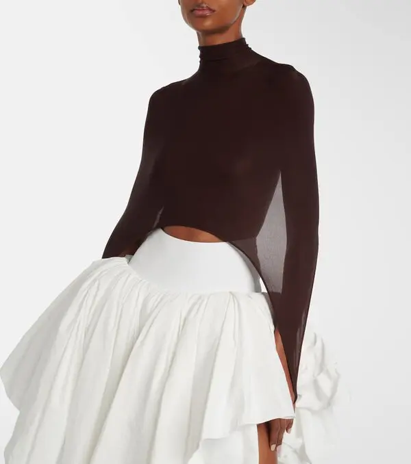 Alaïa Open-back Silk-blend Turtleneck Top