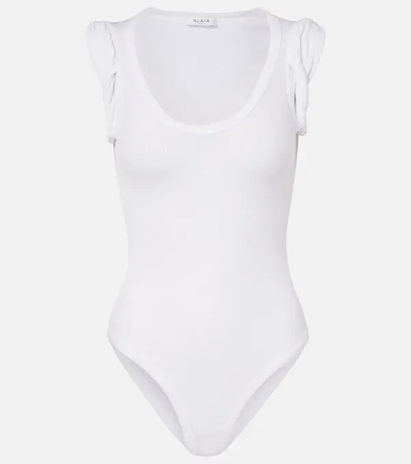 Alaïa Ribbed-knit Bodysuit - White